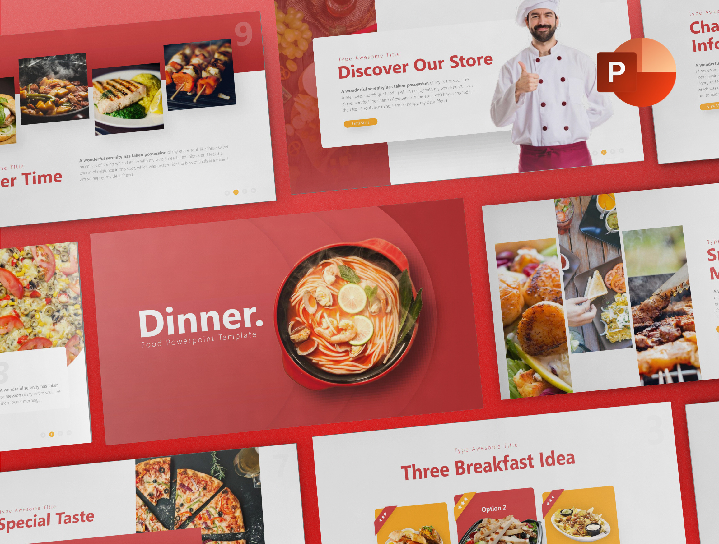 Dinner Food Powerpoint Template, a Presentation Template by PaperMoon