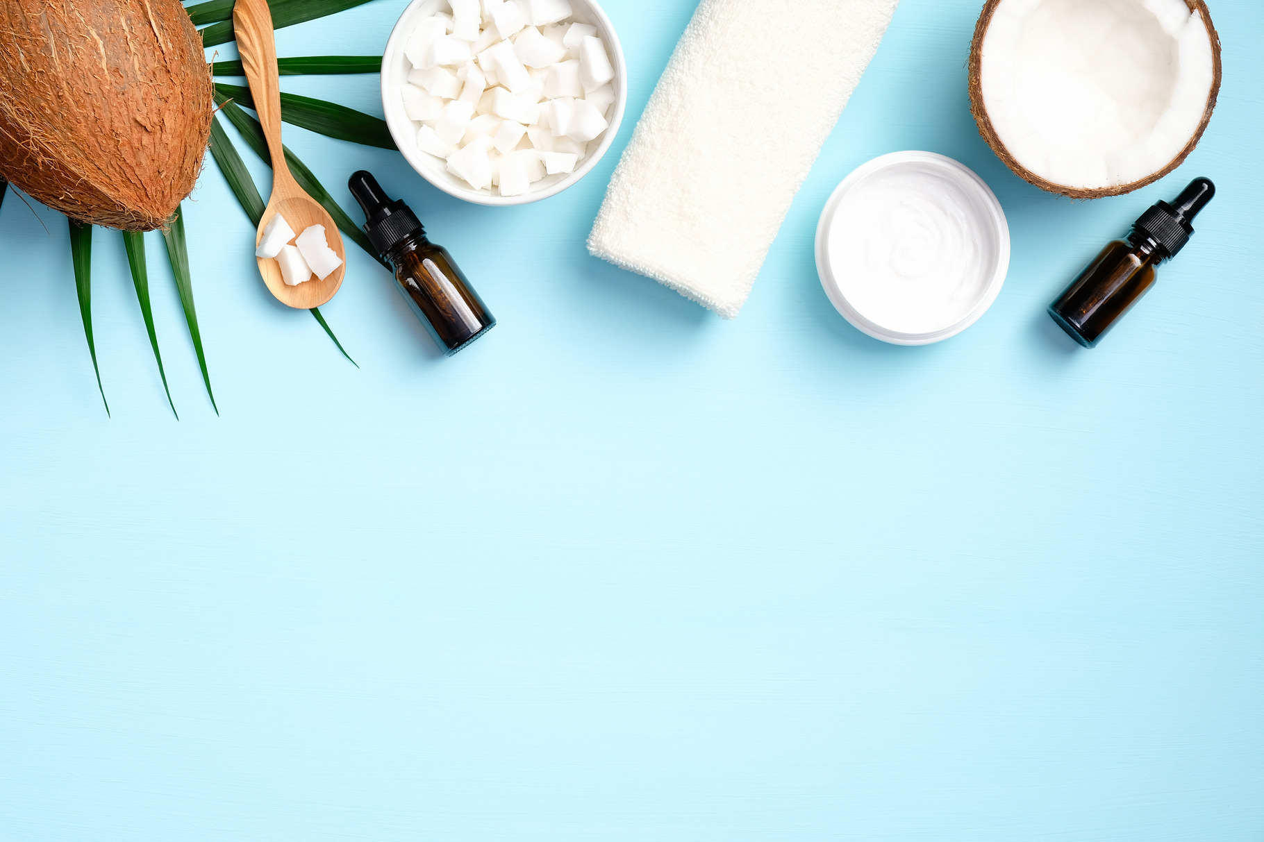 Frame of coconut oil cosmetics, a Beauty & Fashion Photo by photoguns