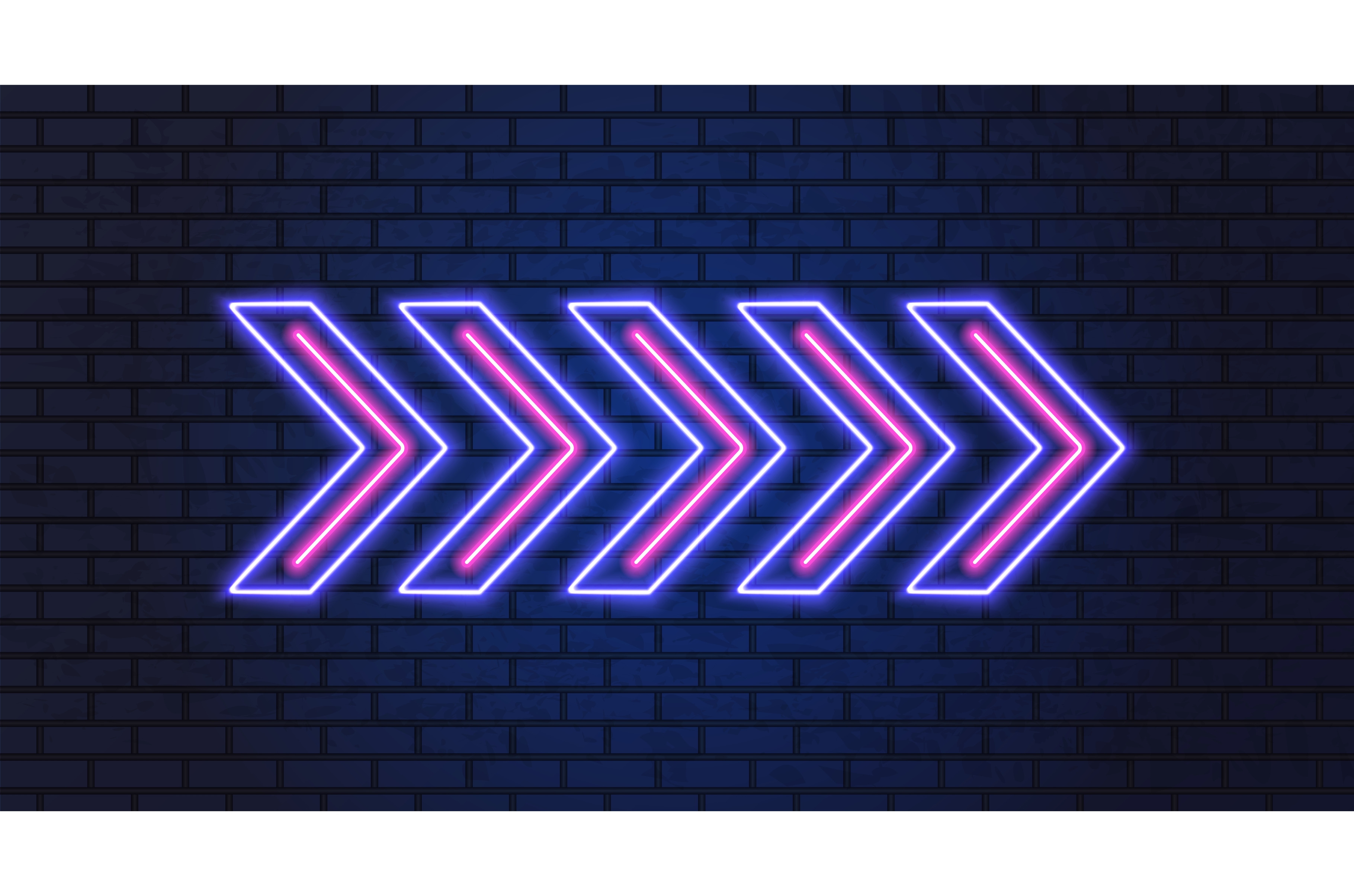 Neon arrow lamp wall sign, an Illustration by ModVector