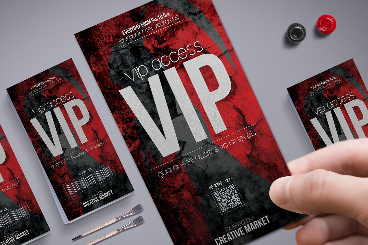 Horror Style Vip Pass Template, a Card Template by Tzochko