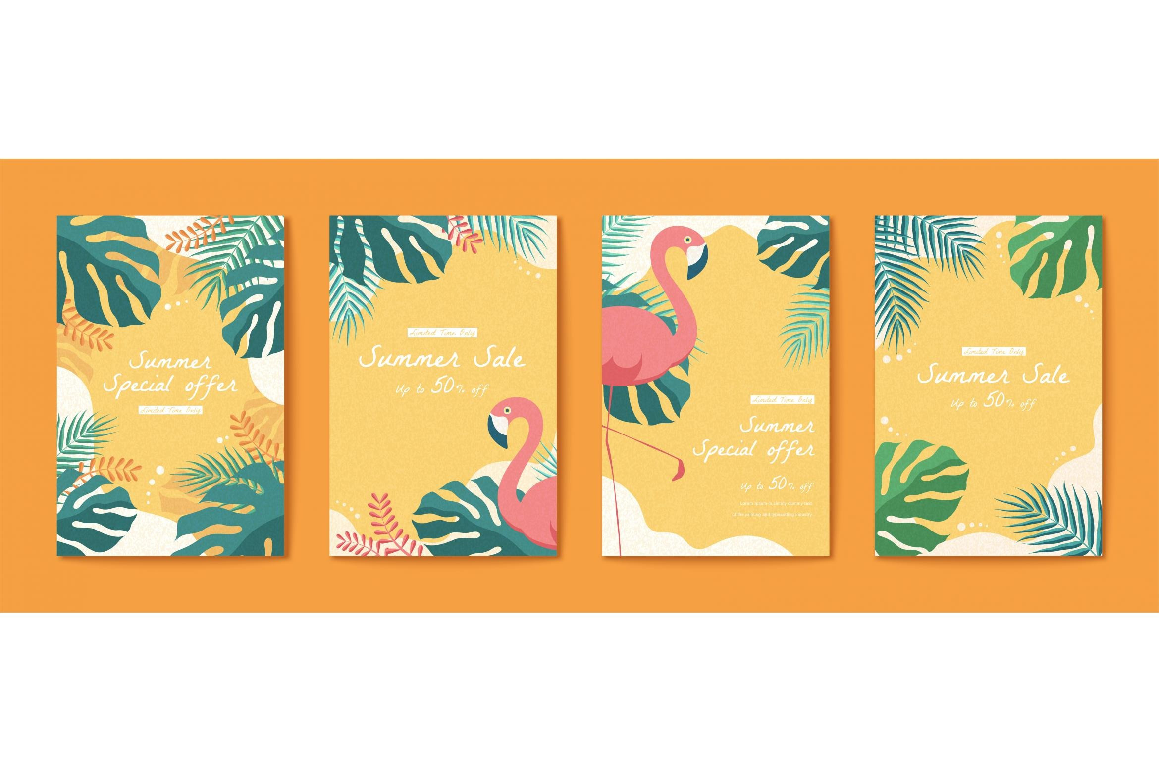 Flamingo and tropical leaves flyer, a Brochure Template by TotallypicRF