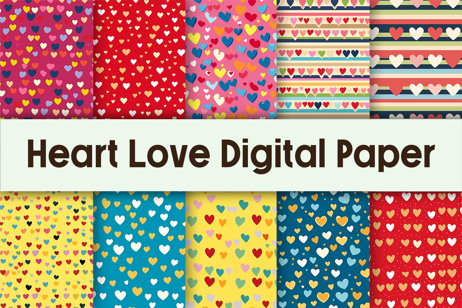 Heart Love Digital Paper, a Background Graphic by AdriOP