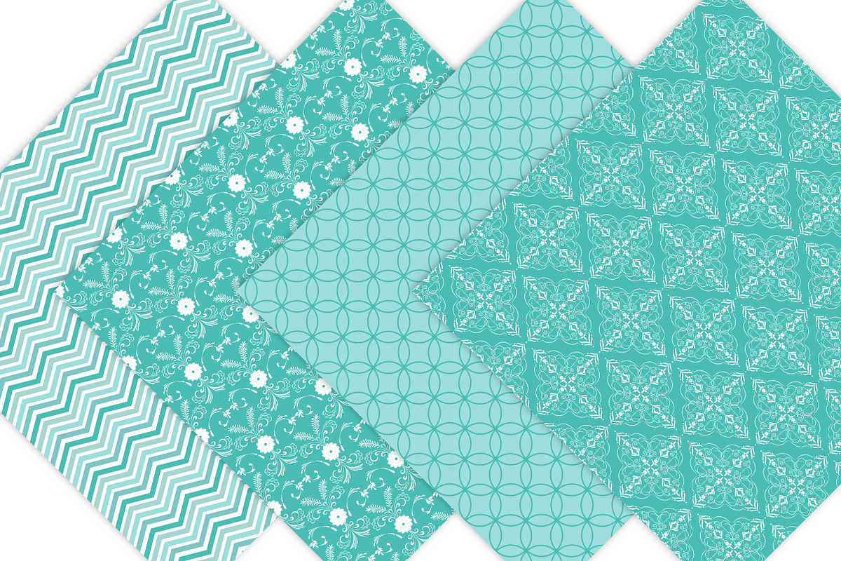Teal Digital Paper Patterns, a Pattern Graphic by Leska's Digitals