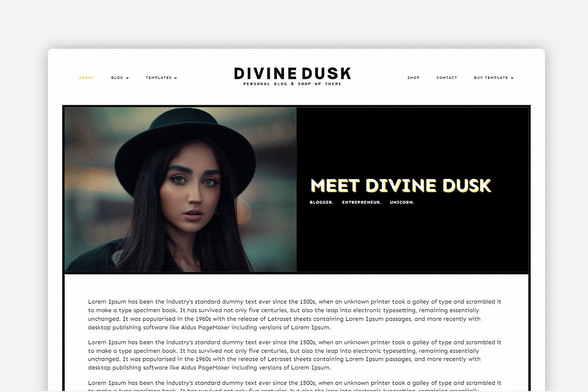Devine Dusk - WordPress Theme Blog & shop
