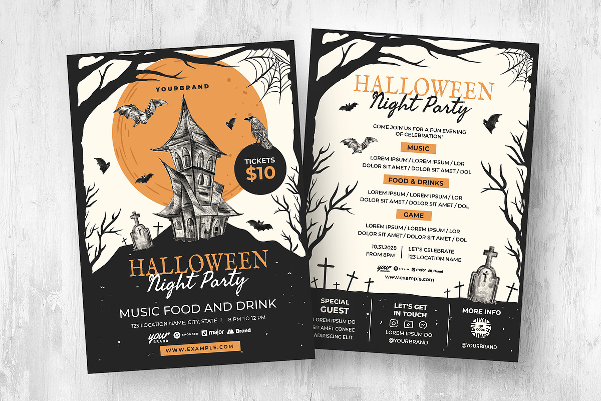 Illustrated Halloween Flyer Template, a Flyer Template by BrandPacks