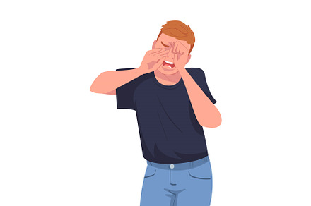 Crying Man Character Weeping and, a Person Illustration by TopVectors