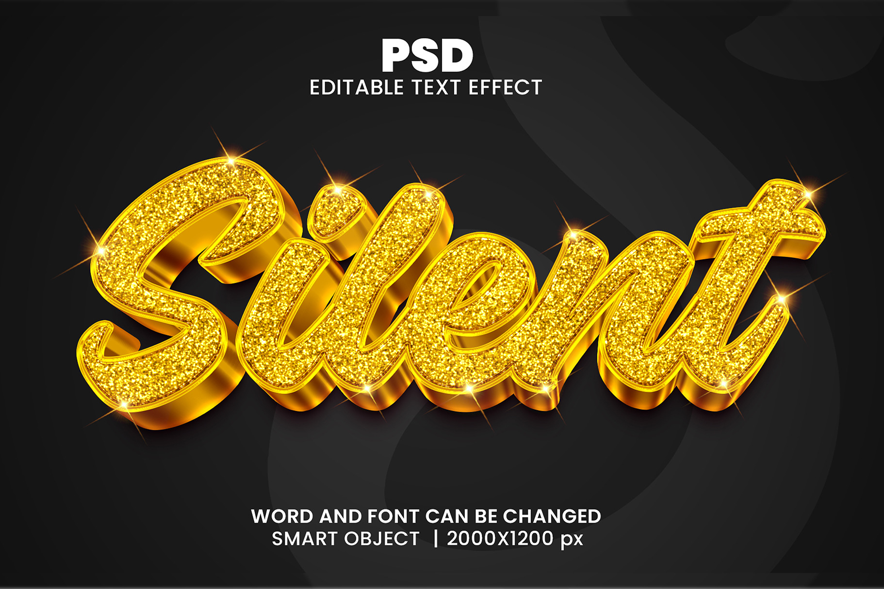 Gold Glitter 3D Text Effect PSD, a Layer Style Add-On by bdrobin