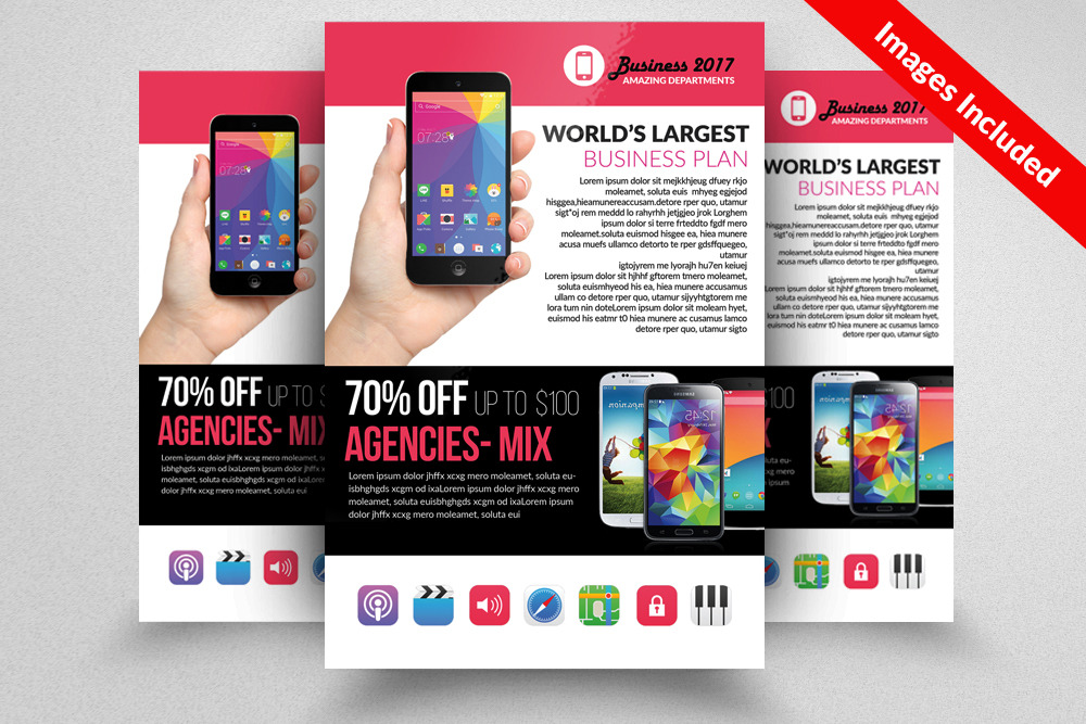 Mobile App Flyer Template, a Flyer Template by Psd Templates