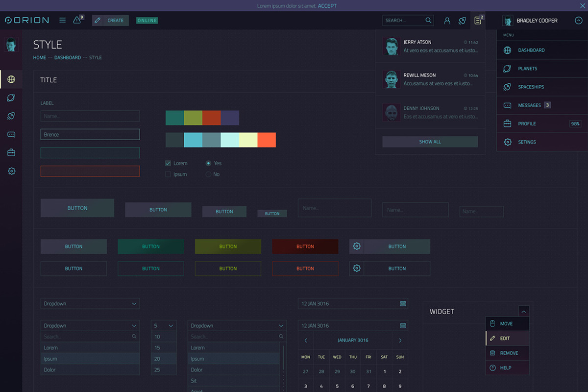 ORION – Sci-Fi Dashboard, an UI Kit Template by laaqiq
