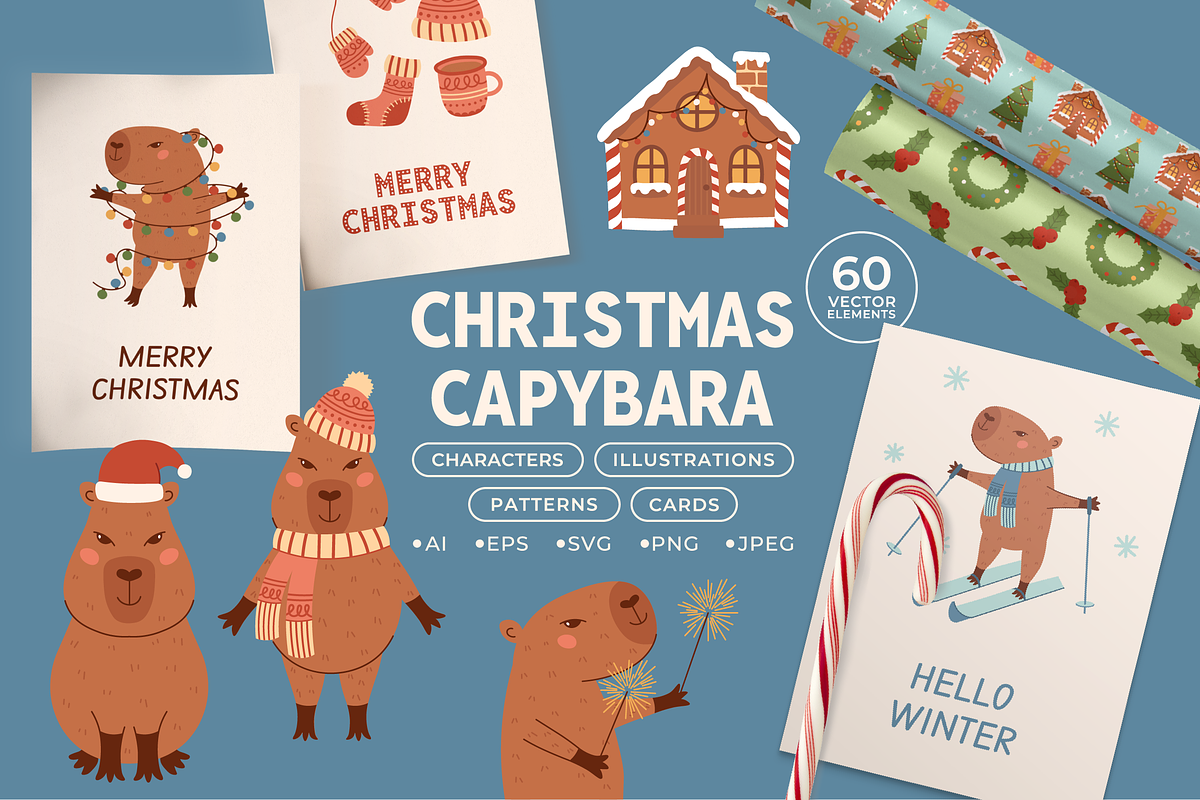 Christmas Capybara Illustrations, an Object Graphic by semenova.sense ...