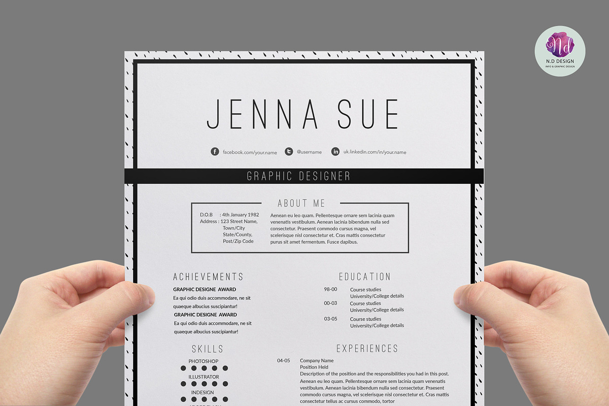 Modern , chic CV template, a Resume Template by Chic templates ...