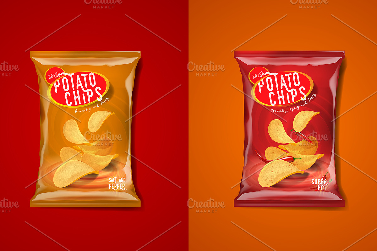 Potato chips advertisement template., a Food Illustration by George Rod