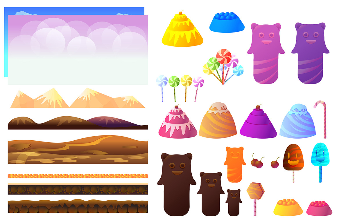 Candyland Vector Game Elements, a Background Graphic by 2dvillShop