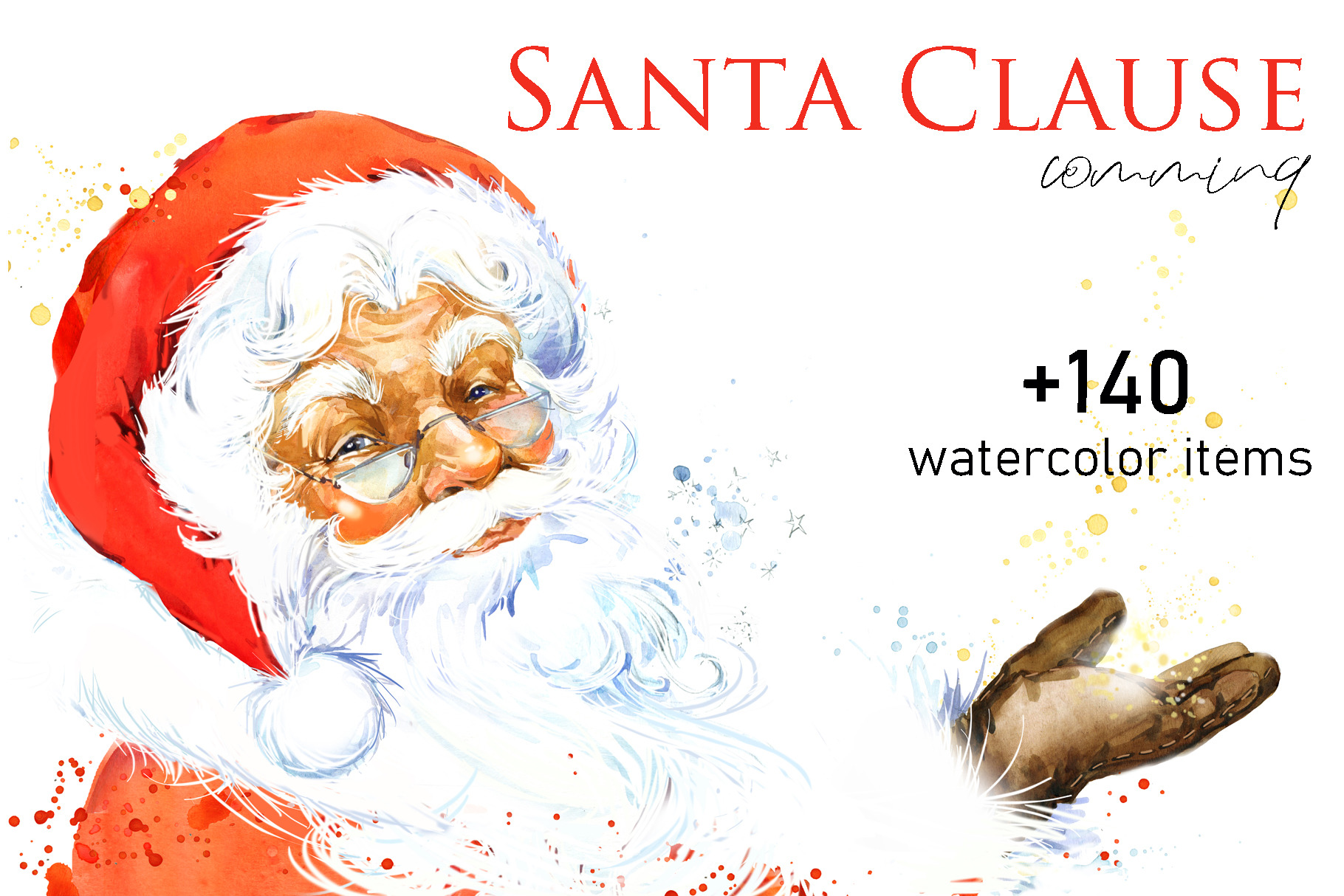 Santa Claus Watercolor Clipart, a Decorative Illustration by FineArt