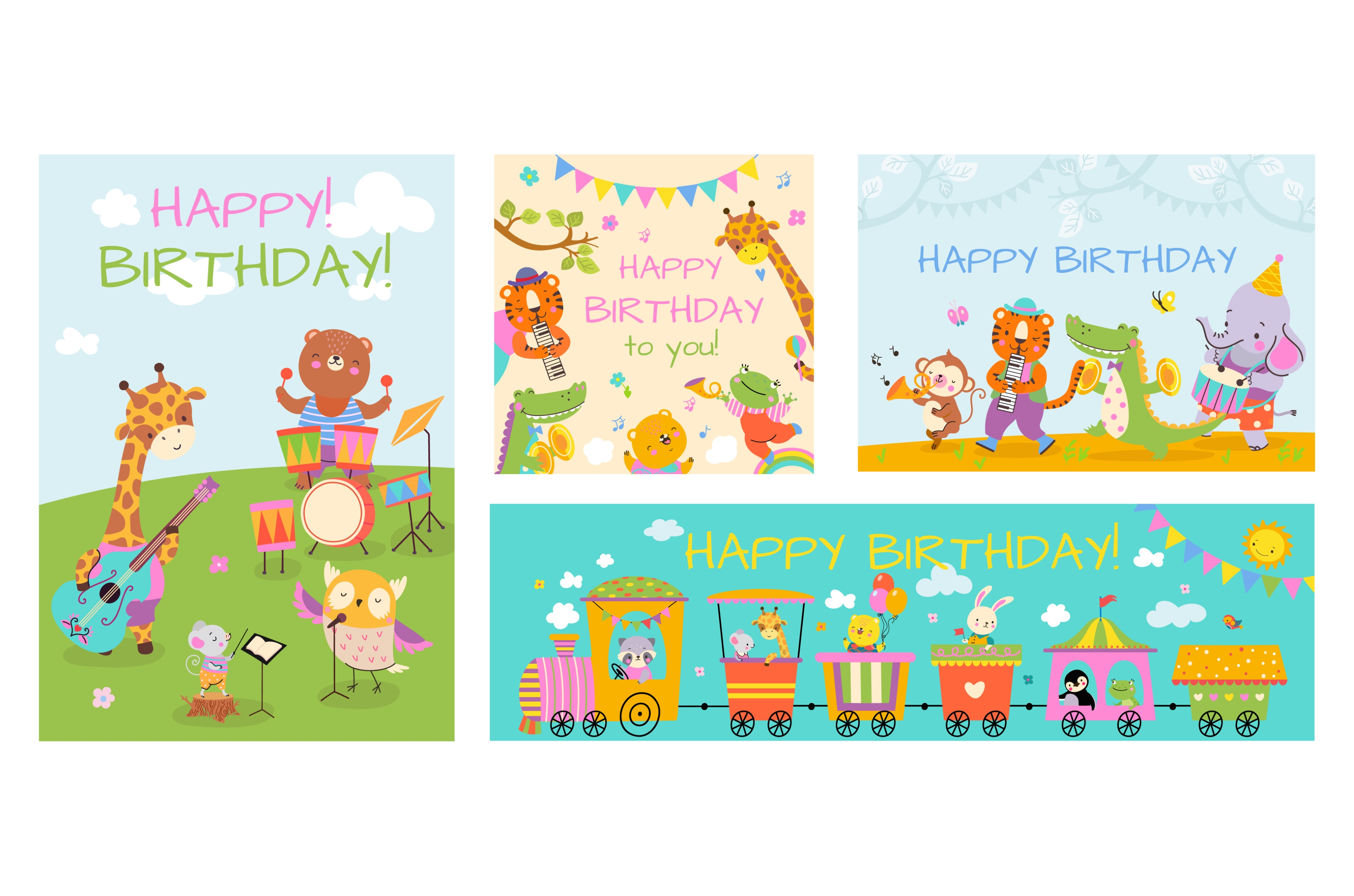 Happy birthday cards with cartoon, a Background Graphic by Valerie ...