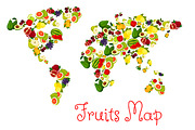 Fruits world map design, a Background Graphic by Vector Tradition