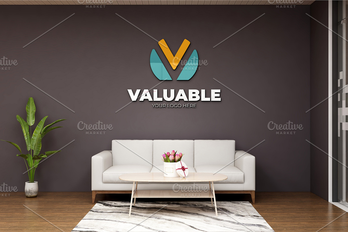 PSD Office Lounge Wall Mockup
