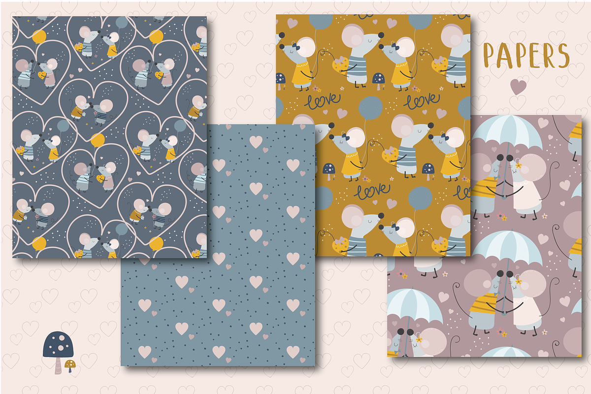 Squeak Hearts paper, a Pattern Graphic by Poppymoondesign