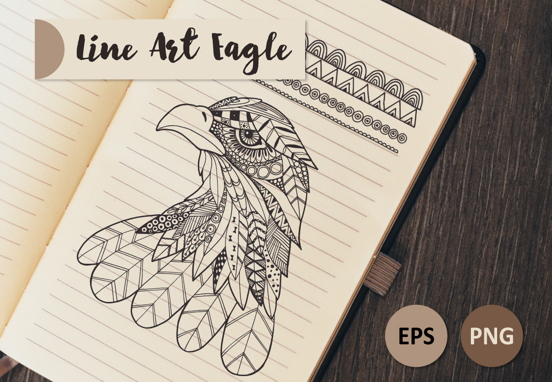 Line art Eagle set, an Animal Illustration by Tabita's shop