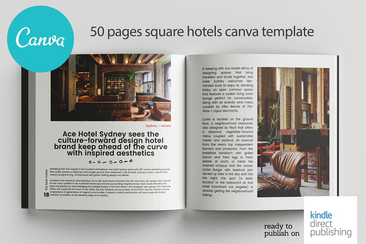 Canva Best Hotel Square Mag Template, a Magazine Template by DeLaGranSiete