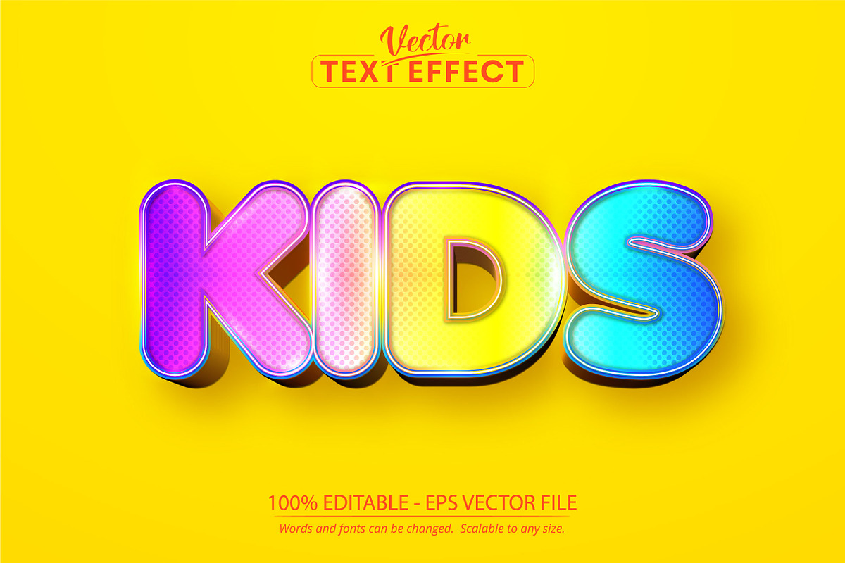 Kids editable text effect, cartoon, a Brushes & More by designvectx ...