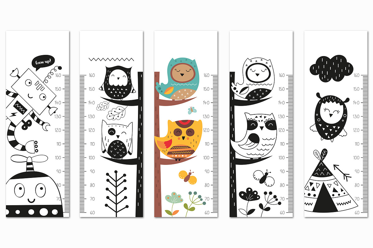 Height chart for kids nursery art, an Education Illustration by Nursery Art