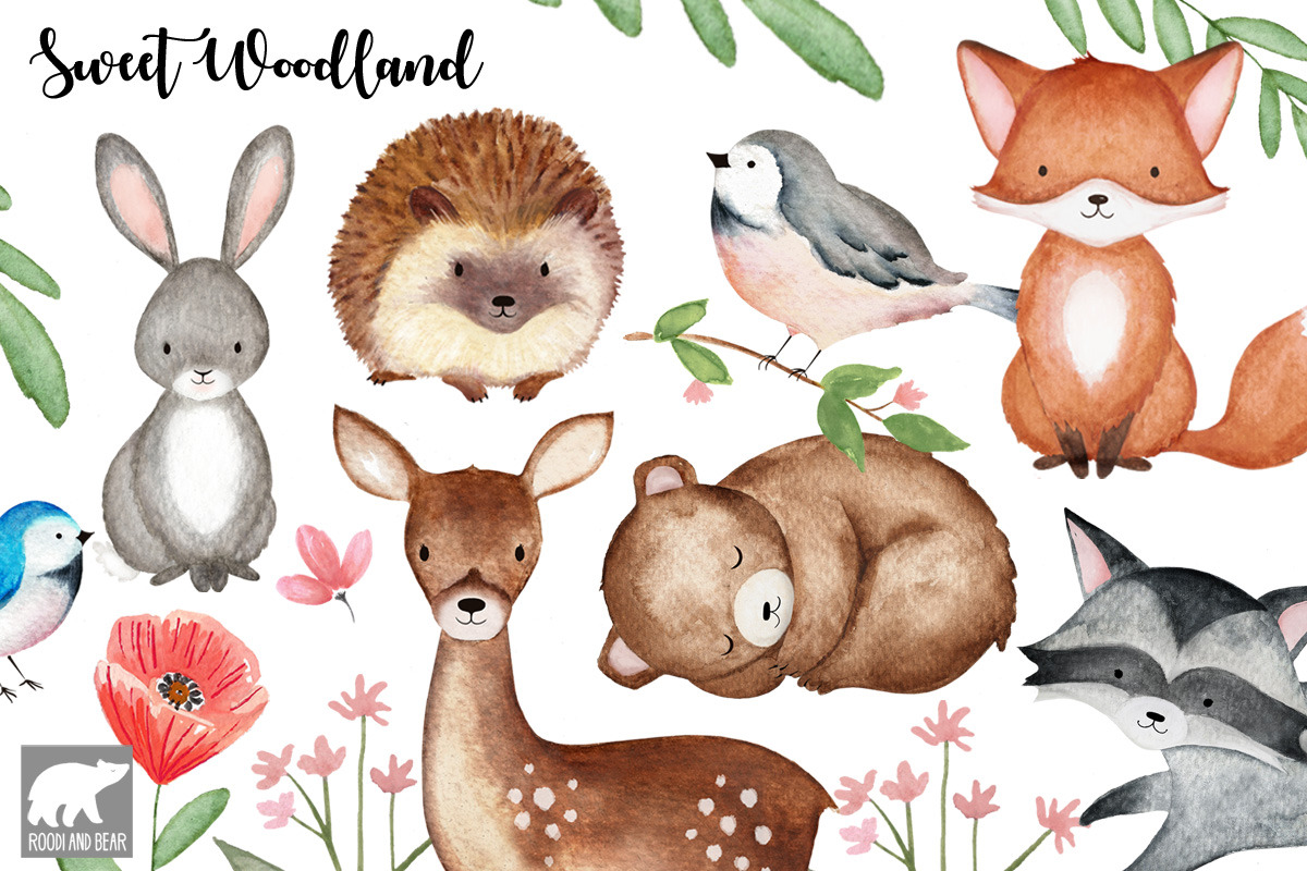 Woodland Animals Clip Art, an Animal Illustration by Roodi and Bear