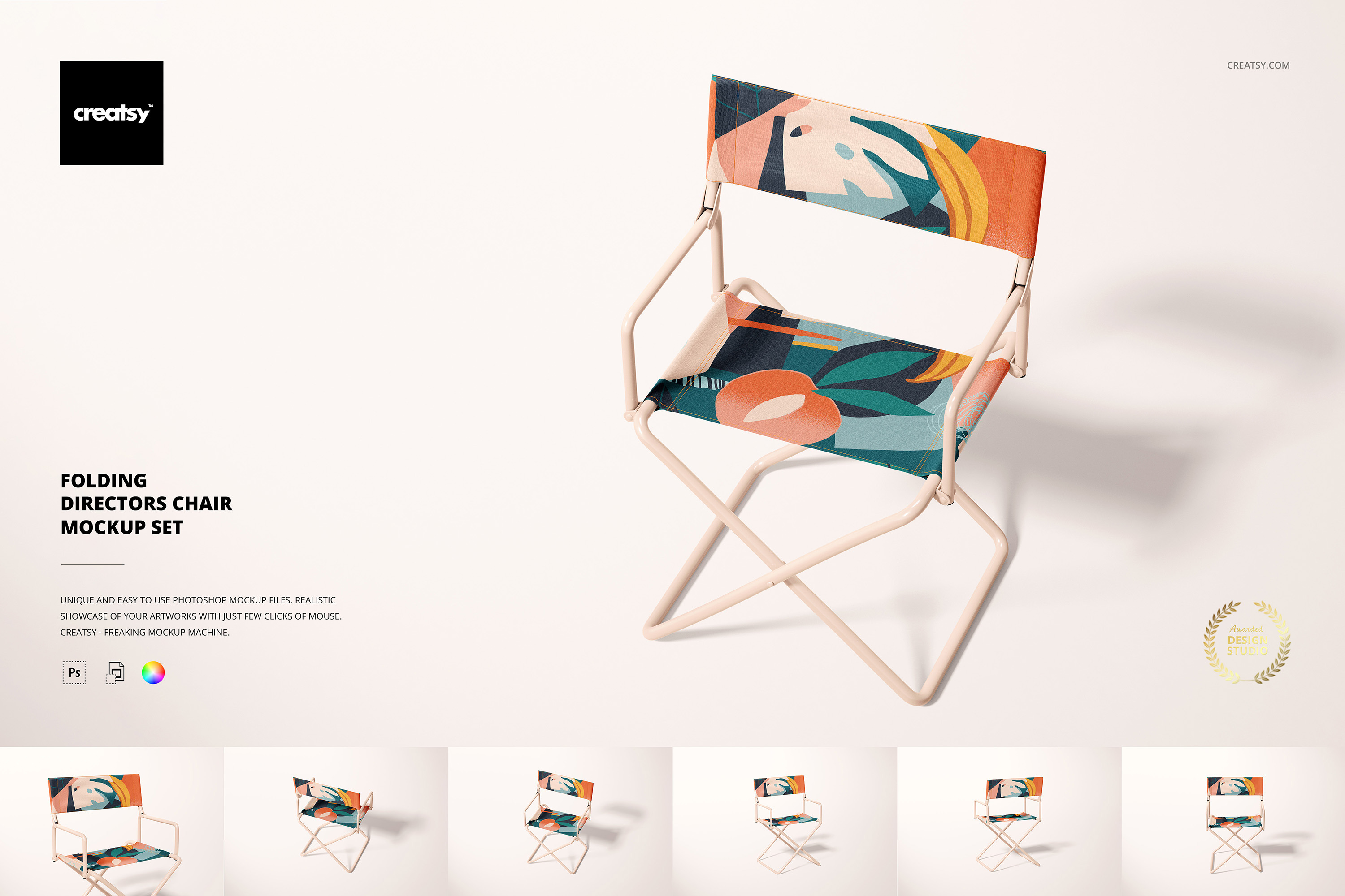 Folding Directors Chair Mockup Set, a Product Mockup by creatsy5