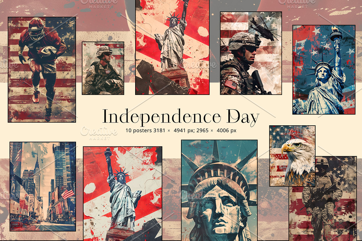 Independence Day Poster Collection, an Illustration by Art's and patterns