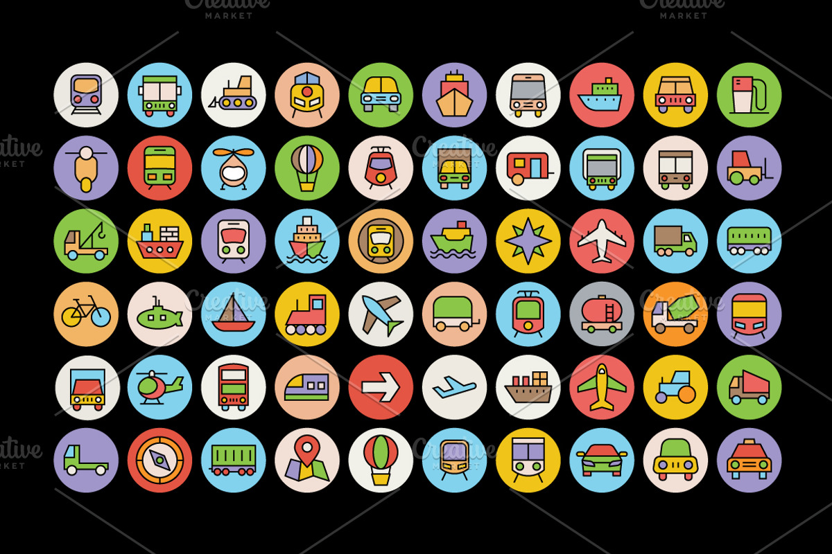 150+ Transport Icons Set, an Icon by Vectors Market