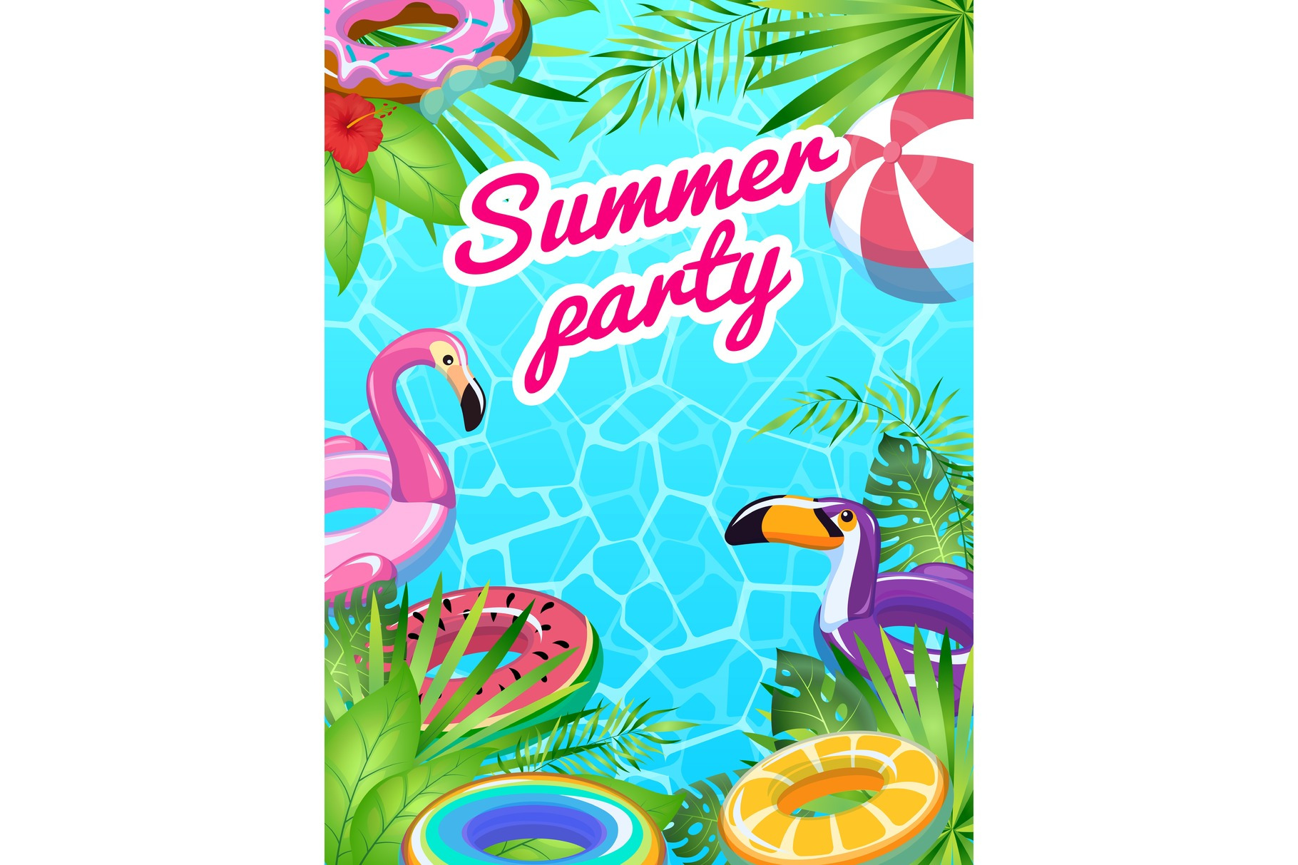 Pool party card. Swim summer, an Illustration by YummyBuum