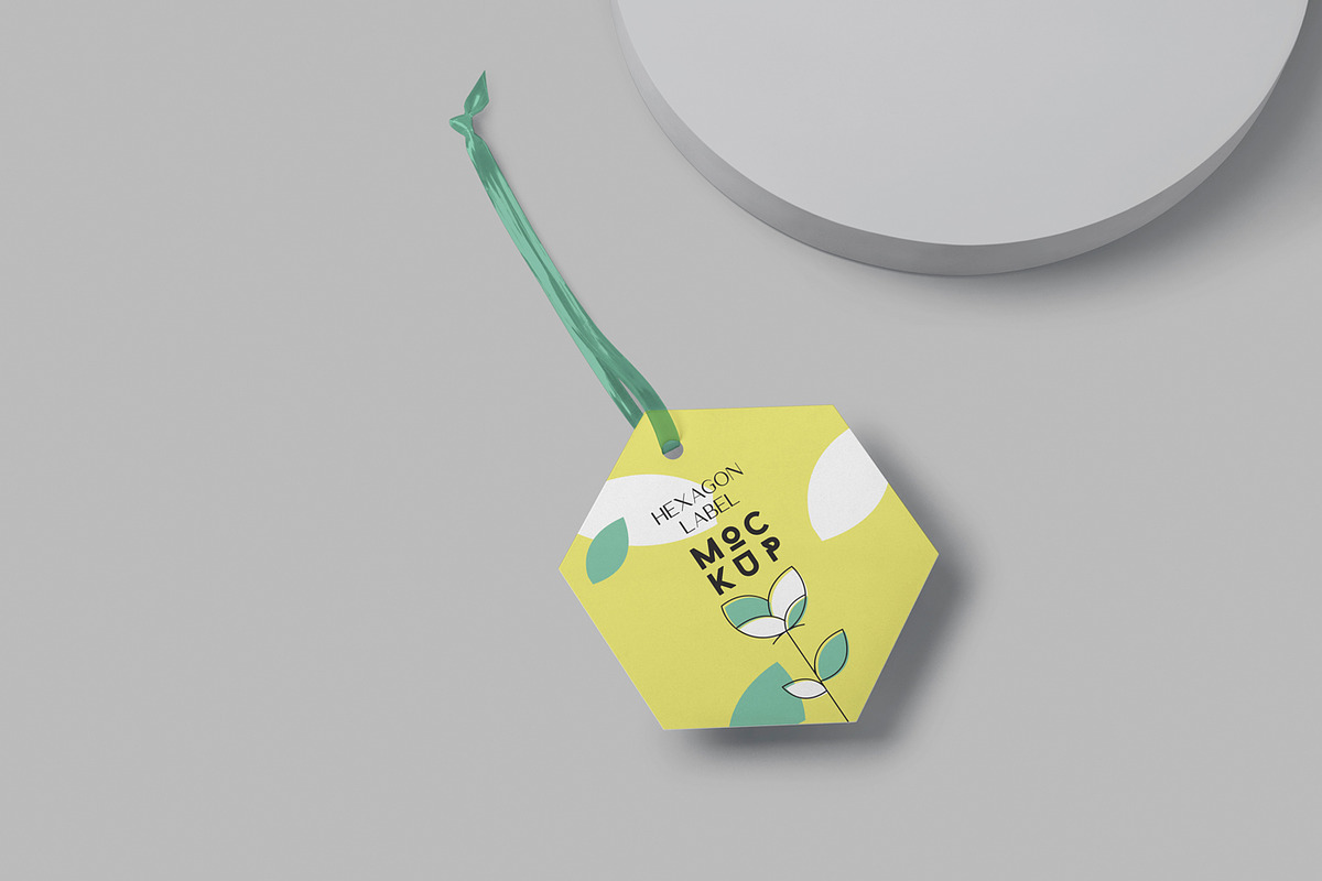 Hexagon Hang Tag Label Mockups, an Apparel Mockup by DesignNeutrons ...