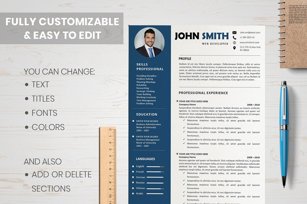 Modern Resume Template, a Resume Template by Wow Designs