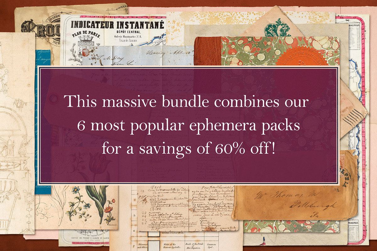 BUNDLE: 750 Vintage Ephemera 6-in-1, an Object Graphic by The Object Atlas