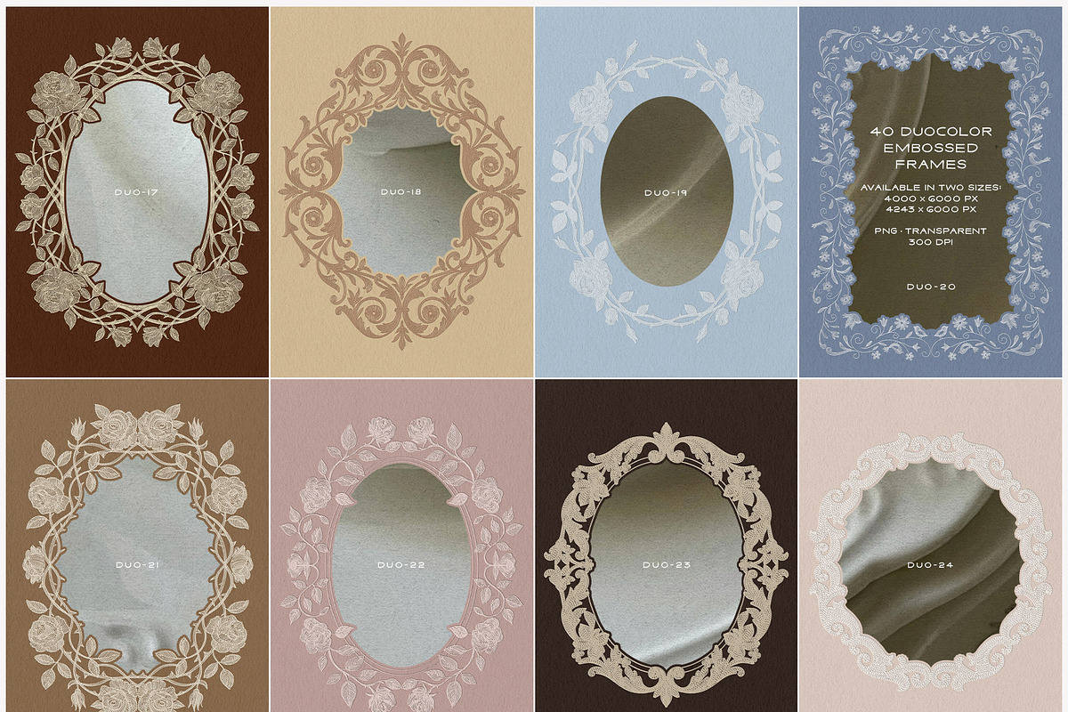 Embroidered Embossed Paper Frames, a Texture Graphic by alonahaidash