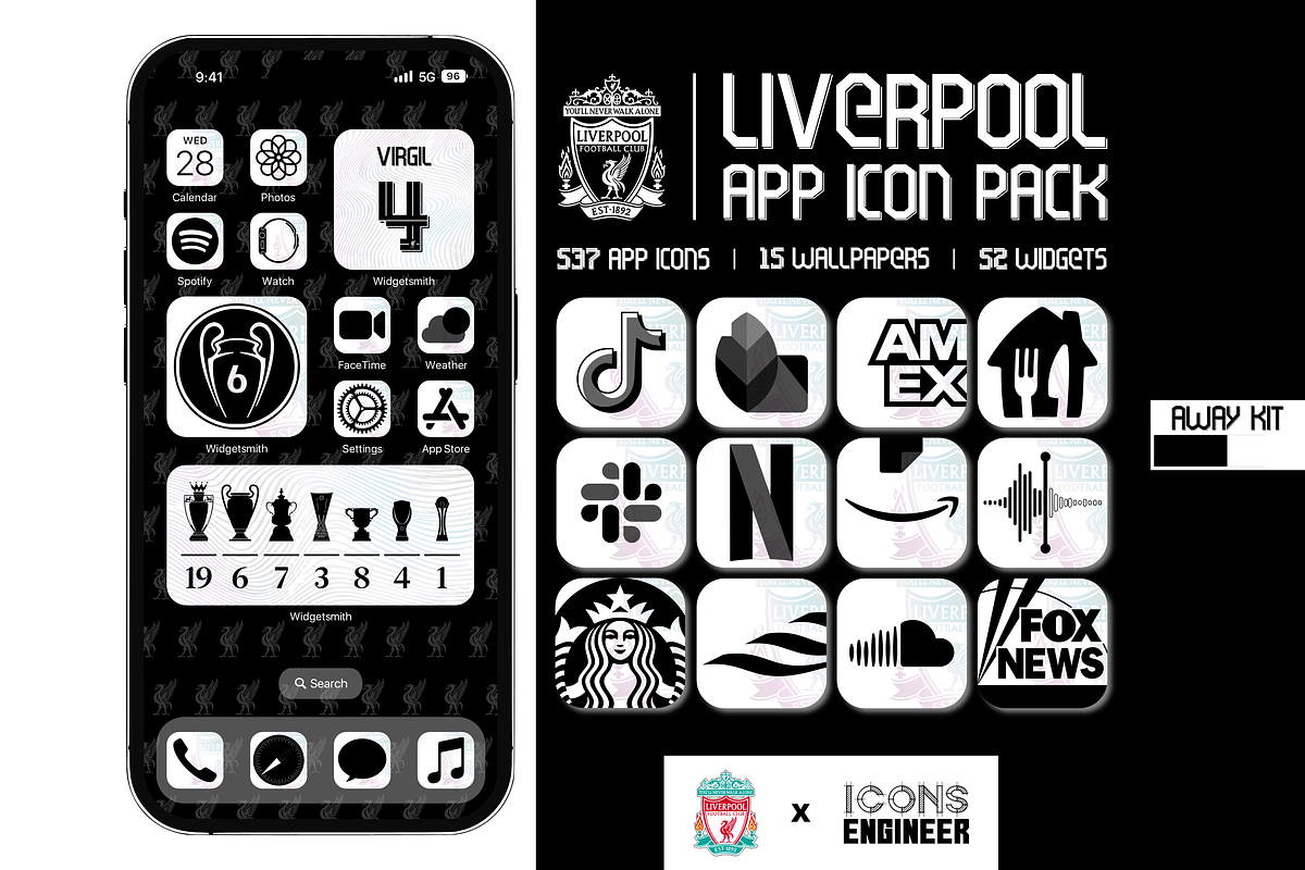 Liverpool Icon Pack | Away Kit, an Icon by IconsEngineer