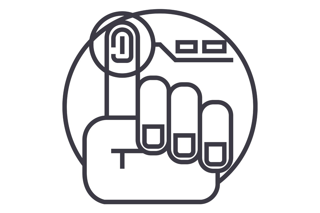 finger print vector line icon, sign, illustration on background ...