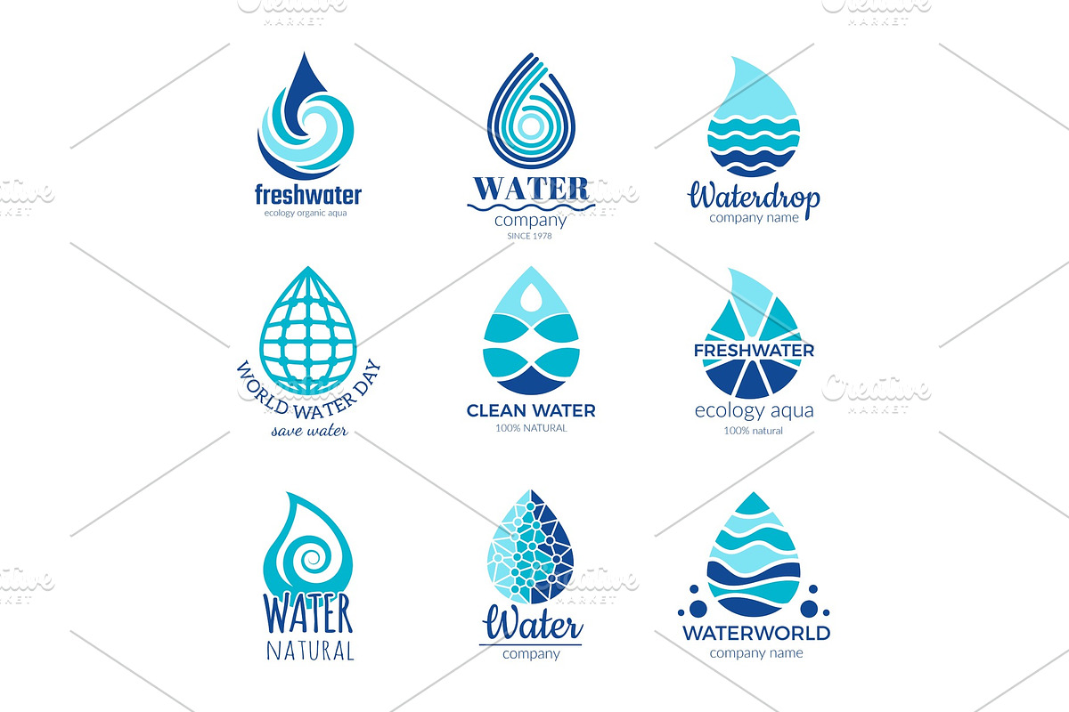 Water logos. Aqua water drops and, a Background Graphic by Onyx