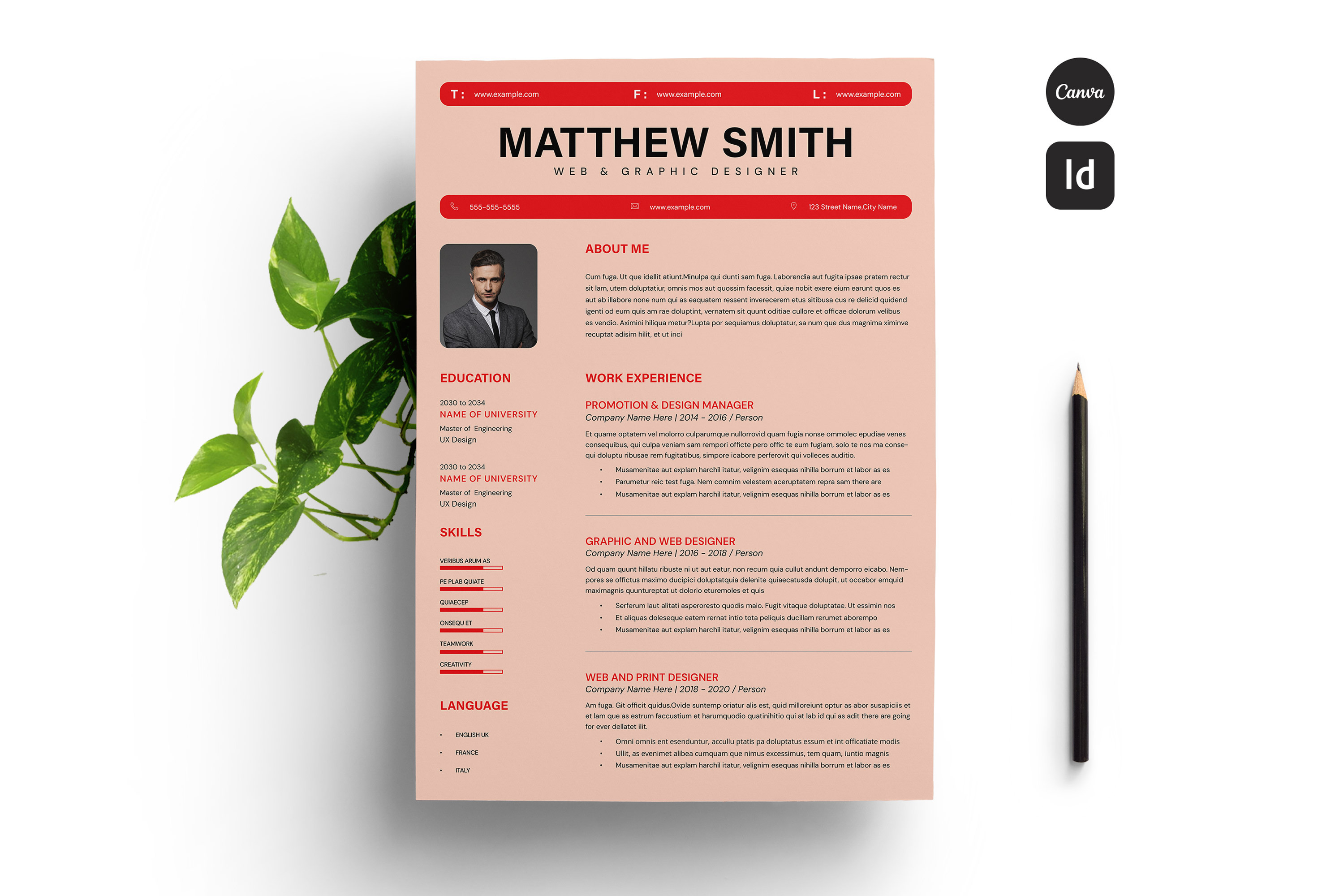 Professional ATS Resume Template, a Resume Template by Creatiya Type