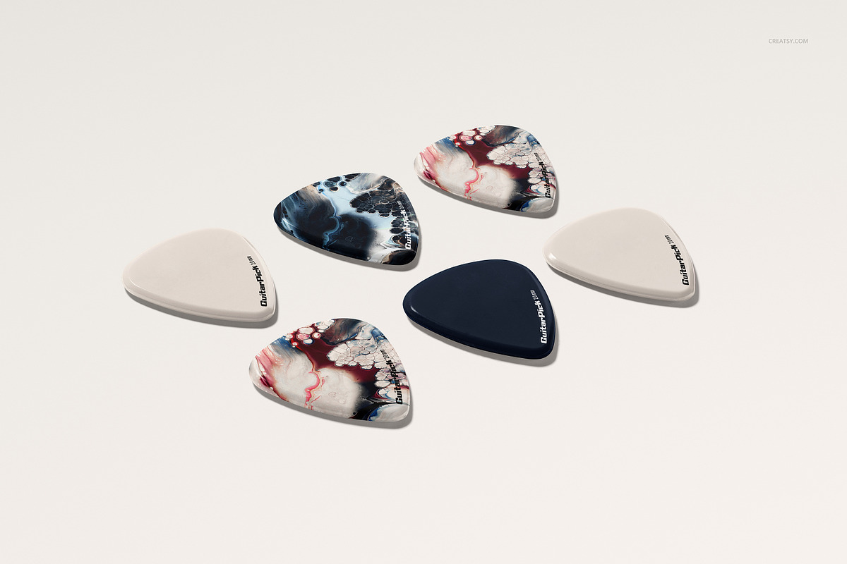 Guitar Pick Packaging Mockup Set, a Merchandise Mockup by creatsy5