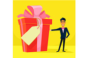 Man with gift box, an Illustration by PrettyVectors