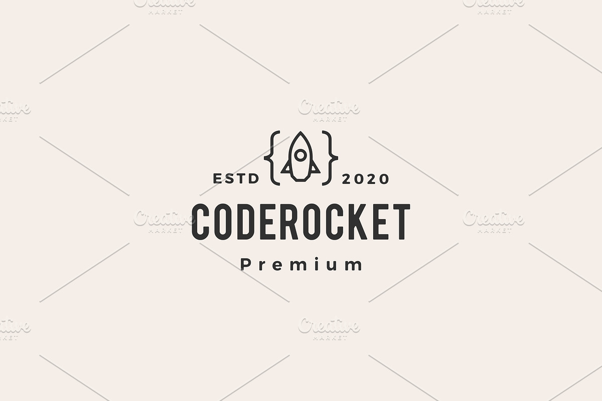 code rocket hipster vintage logo, a Branding & Logo Template by vastard ...