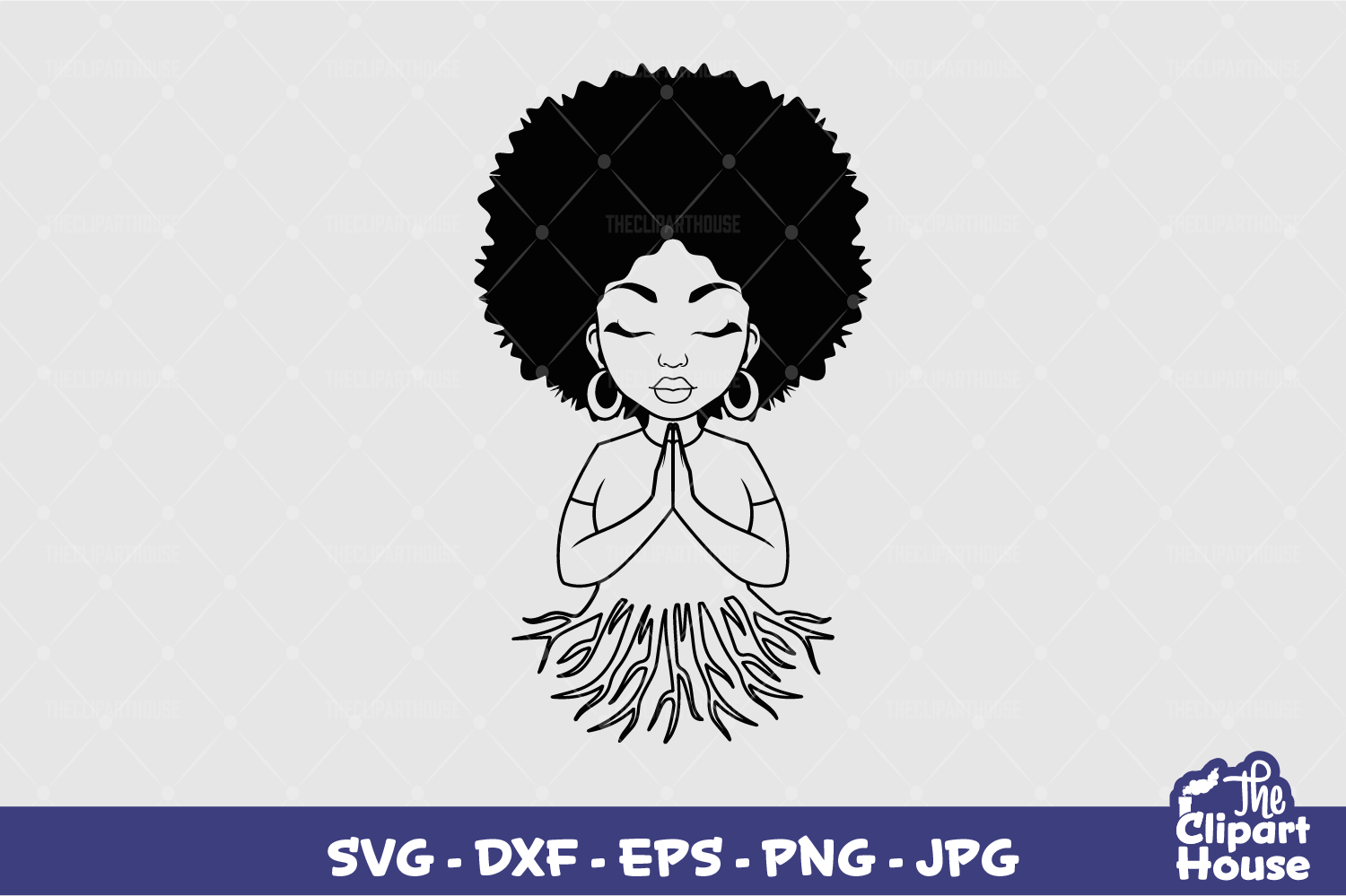 Praying Roots Black Woman Outline, a Person Illustration by The Clipart ...