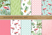 Digital Paper - Pink flamingo, a Pattern Graphic by Maishop