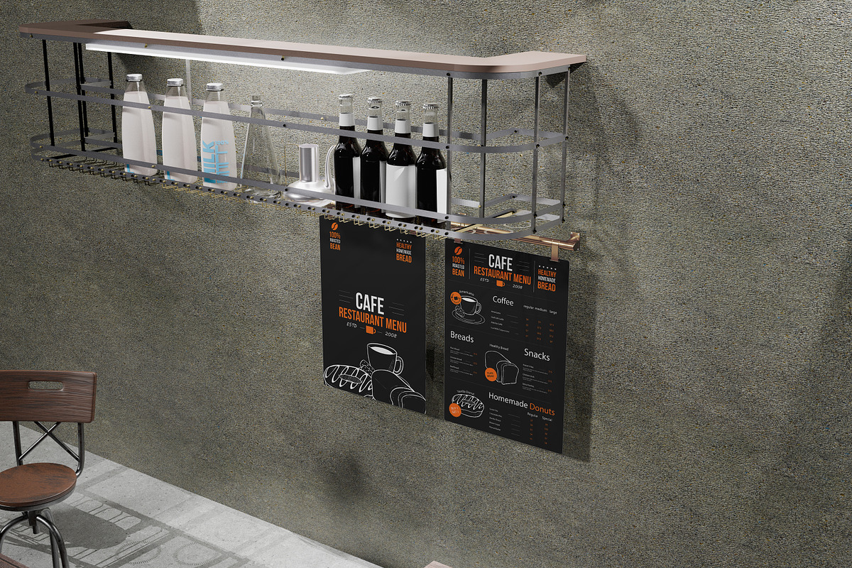 Sign menu on bar mockup, a Packaging Mockup by xavier_studio