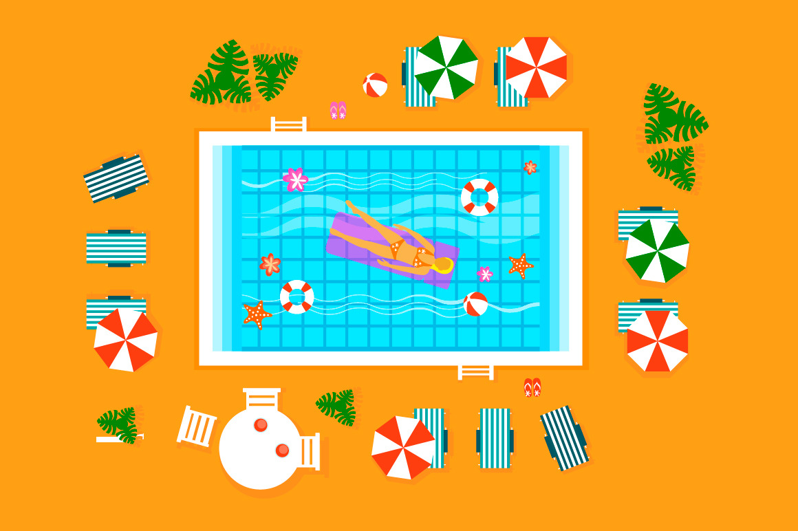 Swimming pool in top view, an Illustration by TopVectors