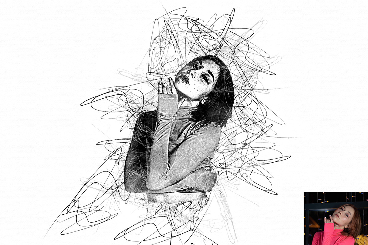 Pure Scribble Art Photoshop Action, an Action Add-On by Studio Retouch