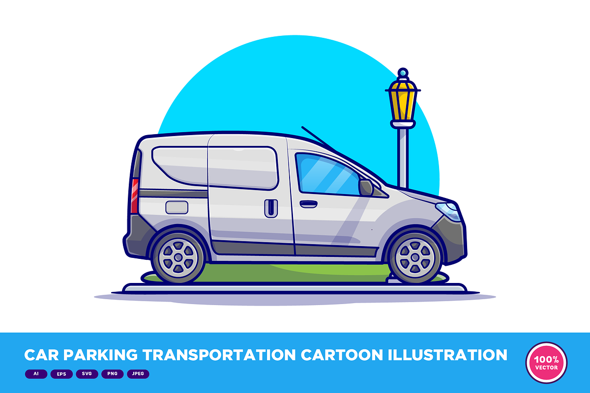 Car Parking Transportation Cartoon, a Transportation Illustration by ...