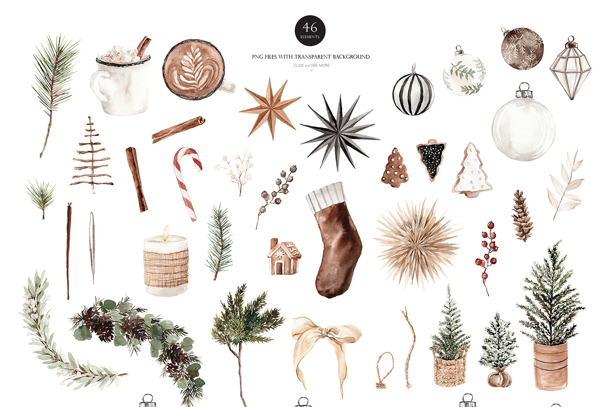 Watercolor Clipart - Cozy Christmas, an Illustration by Beigetime