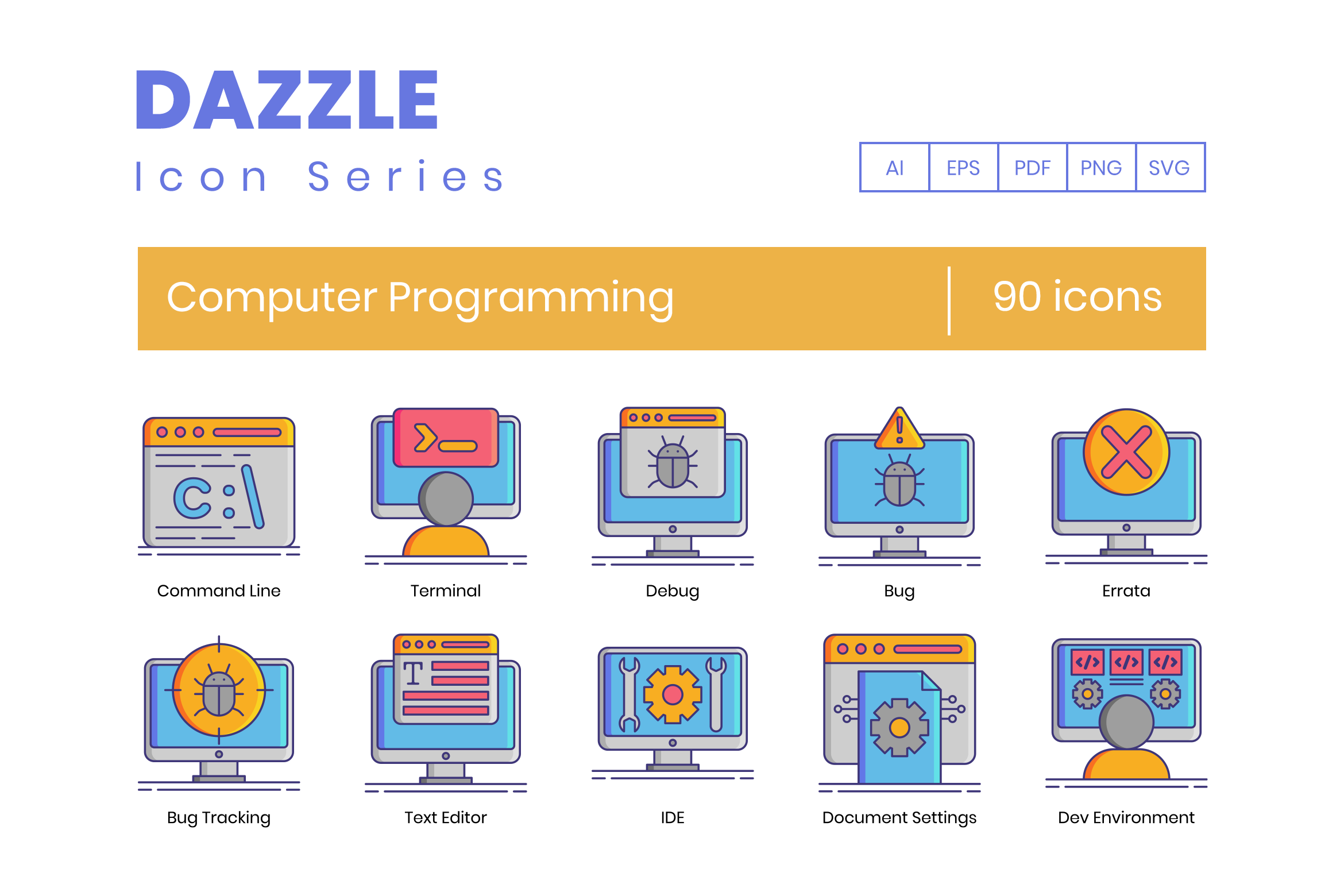 90 Computer Programming Icons, an Icon by Flat Icons